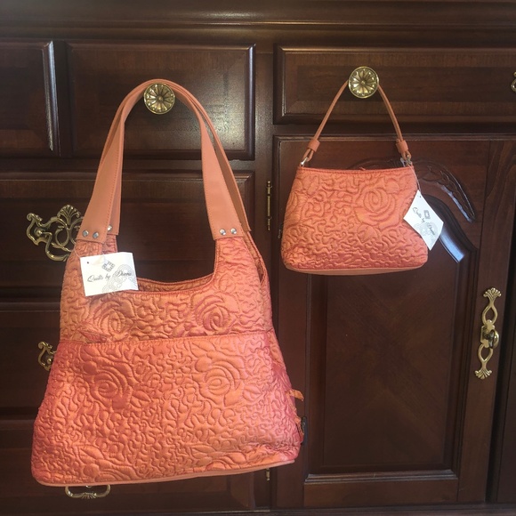 Donna Sharp | Bags | Donna Sharp Handmade Mango Orange Quilted Handbag ...